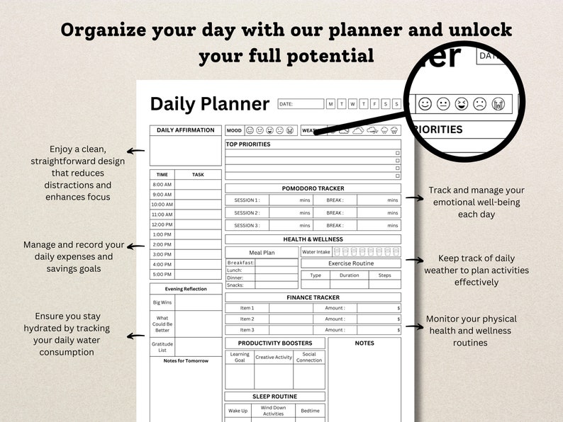 Editable ADHD Planner Set: Hourly, Organized, Printable (digital ...