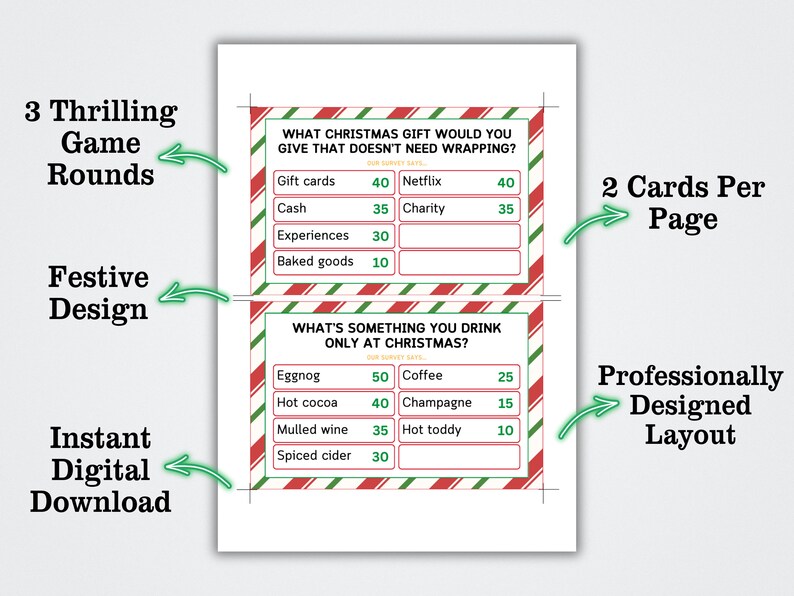 Christmas Feud Game Template, Christmas Friendly Feud Game, Christmas ...