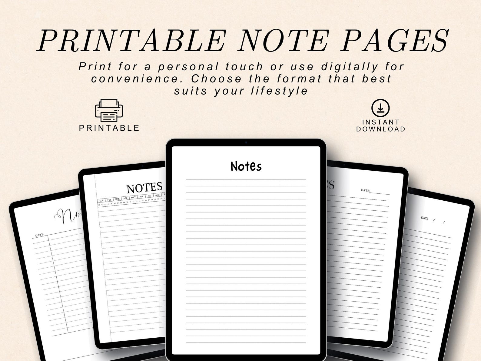 Printable Notes Page Template Lined Note Pages Note Taking Template ...
