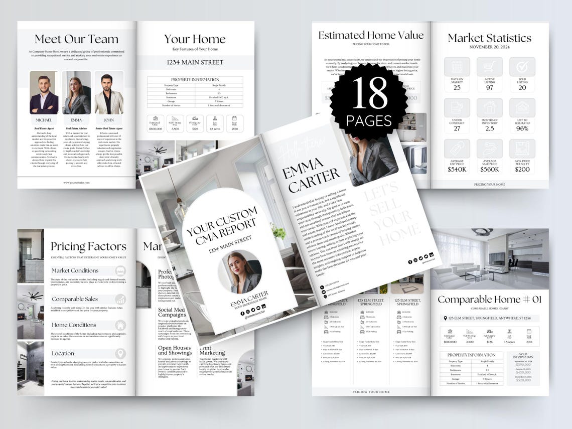 Customizable CMA Report Template: Real Estate Analysis (digital ...
