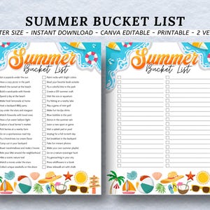 Summer Bucket List Printable: Fun Family Activities - Canva Template - Etsy