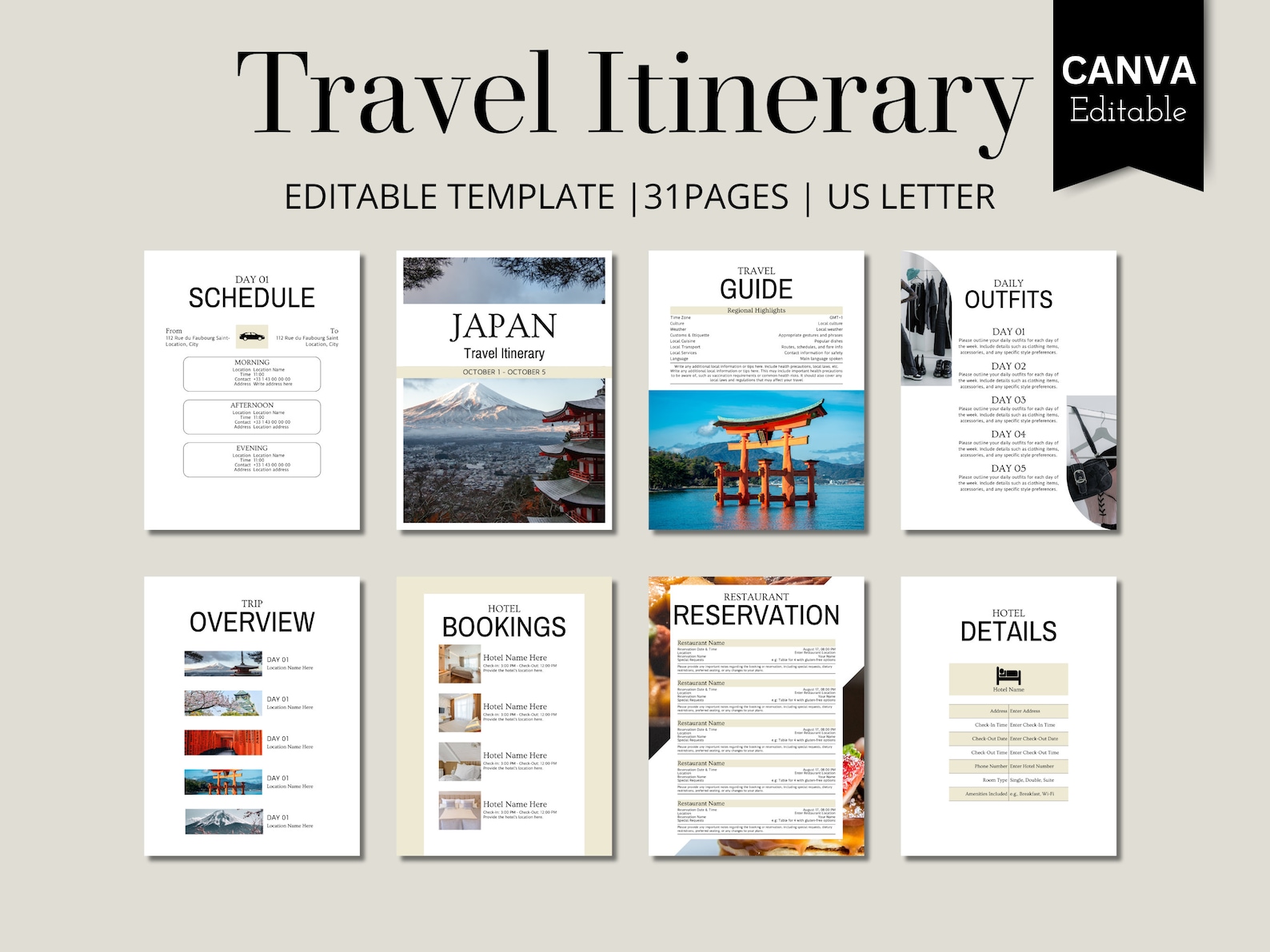 Editable Japan Travel Itinerary Template: Vacation Planner (PDF) - Etsy