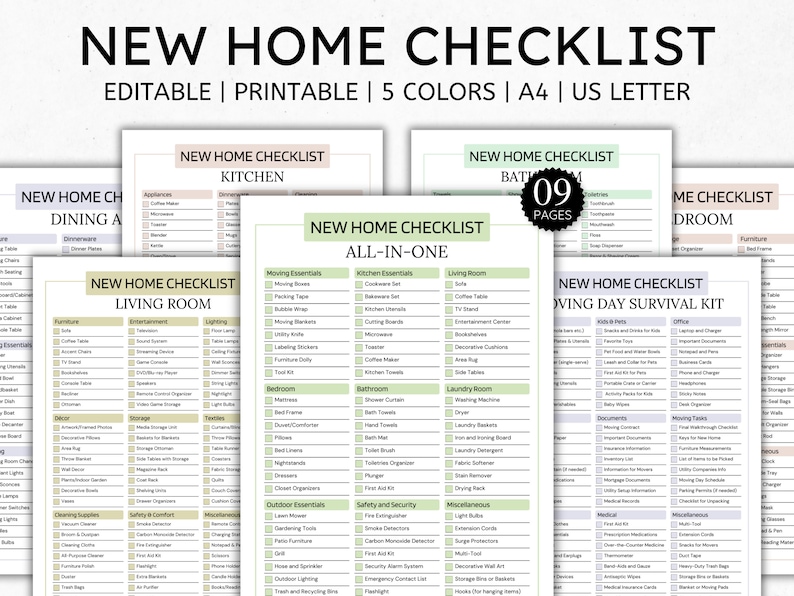 New Home Essentials Checklist: Moving & First Apartment (PDF) - Etsy