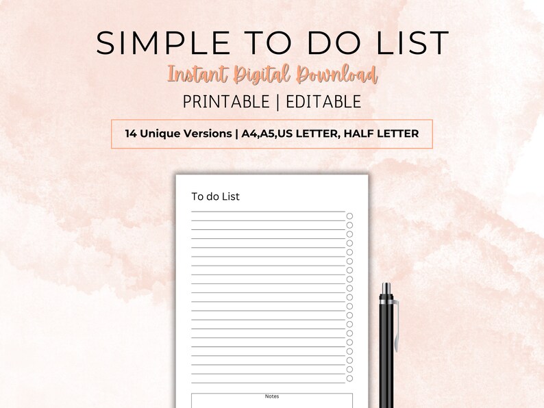 Daily to Do List Template Printable PDF, Blank Checklist Fillable ...