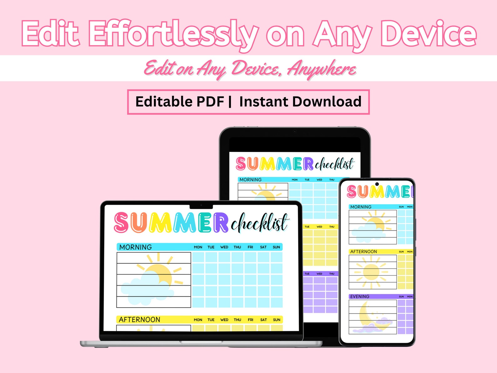 Editable Summer Checklist, Summer Checklist for Kids, Chore Chart for ...
