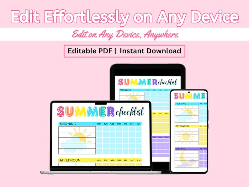 Editable Summer Checklist, Summer Checklist for Kids, Chore Chart for ...