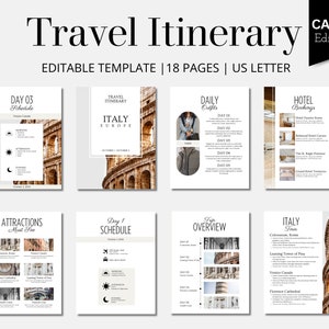 Editable Italy Travel Itinerary Template, Travel Schedule Template ...