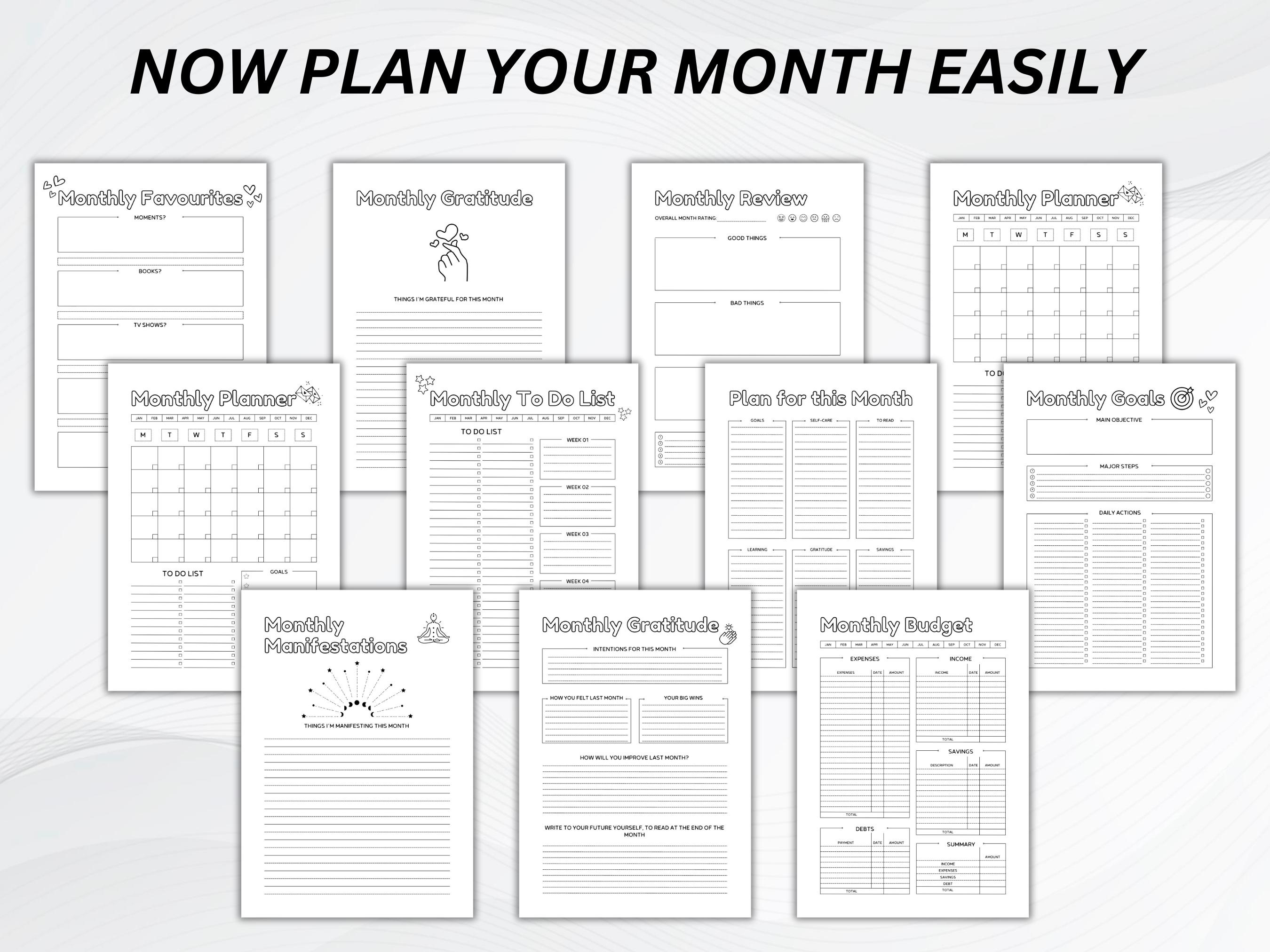 Printable Monthly Planner Bundle: To-do List, Budget, Gratitude (A4/A5 ...