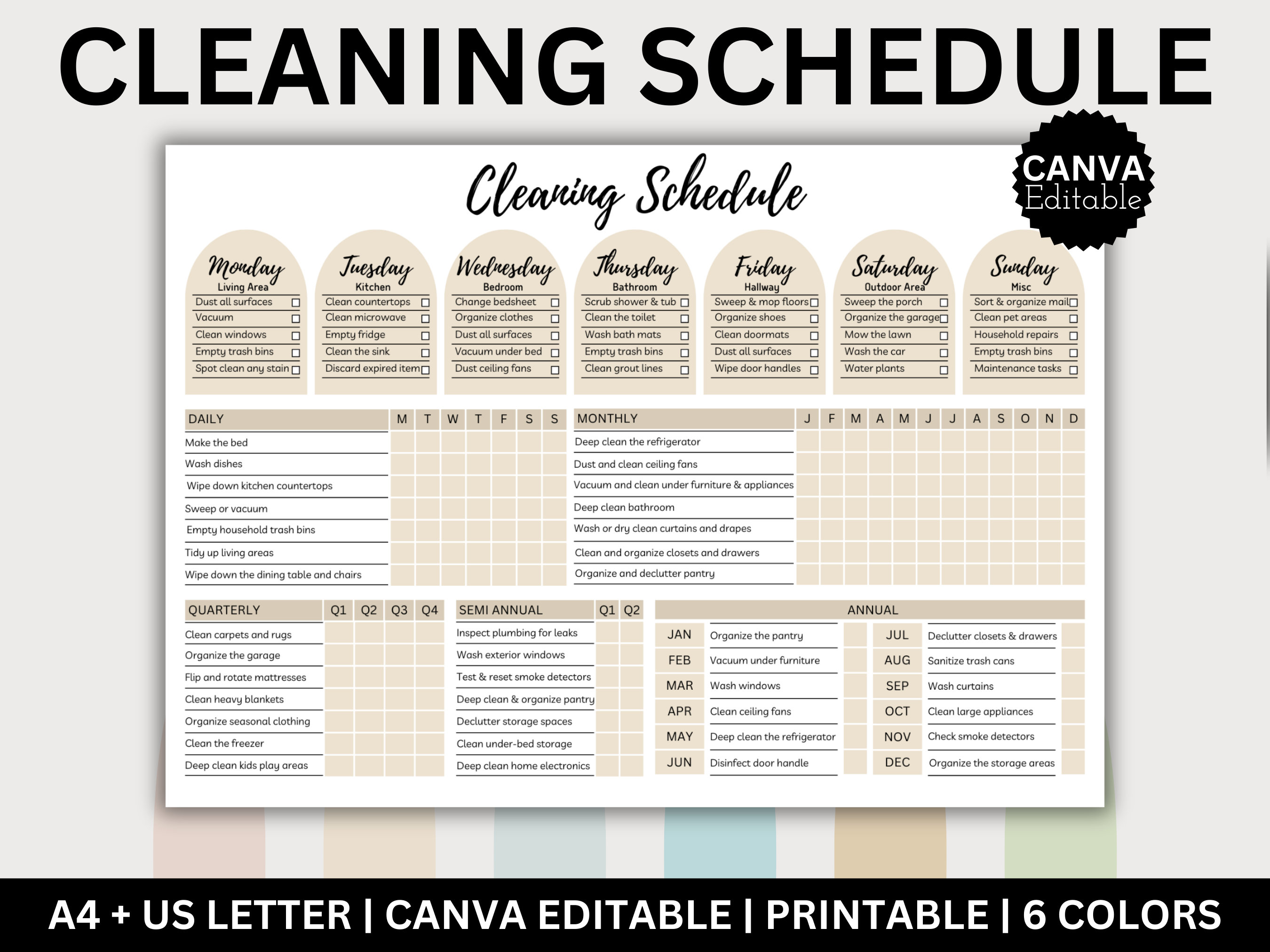 Cleaning Planner Checklist Bundle, Cleaning Schedule Planner, Daily ...