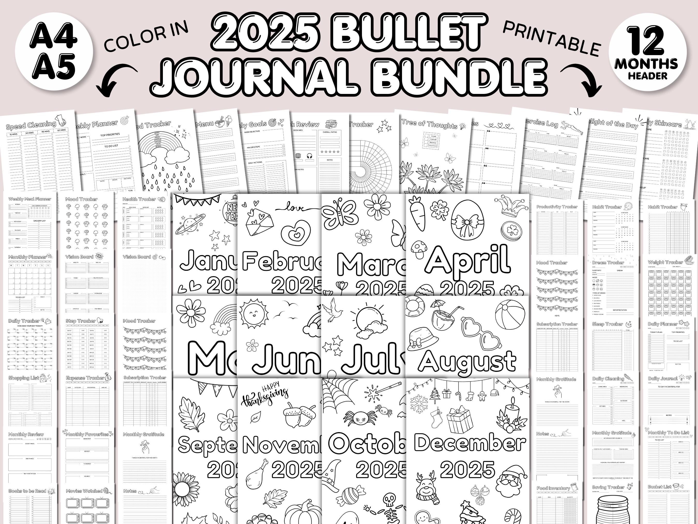 2025 Bullet Journal Bundle Premade Bullet Journal Bundle Bullet Journal ...
