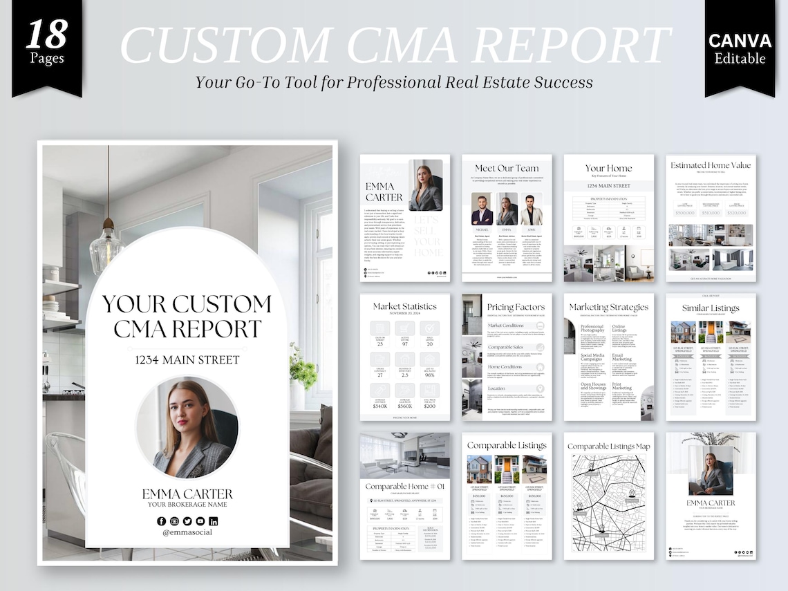 Customizable CMA Report Template: Real Estate Analysis (digital ...