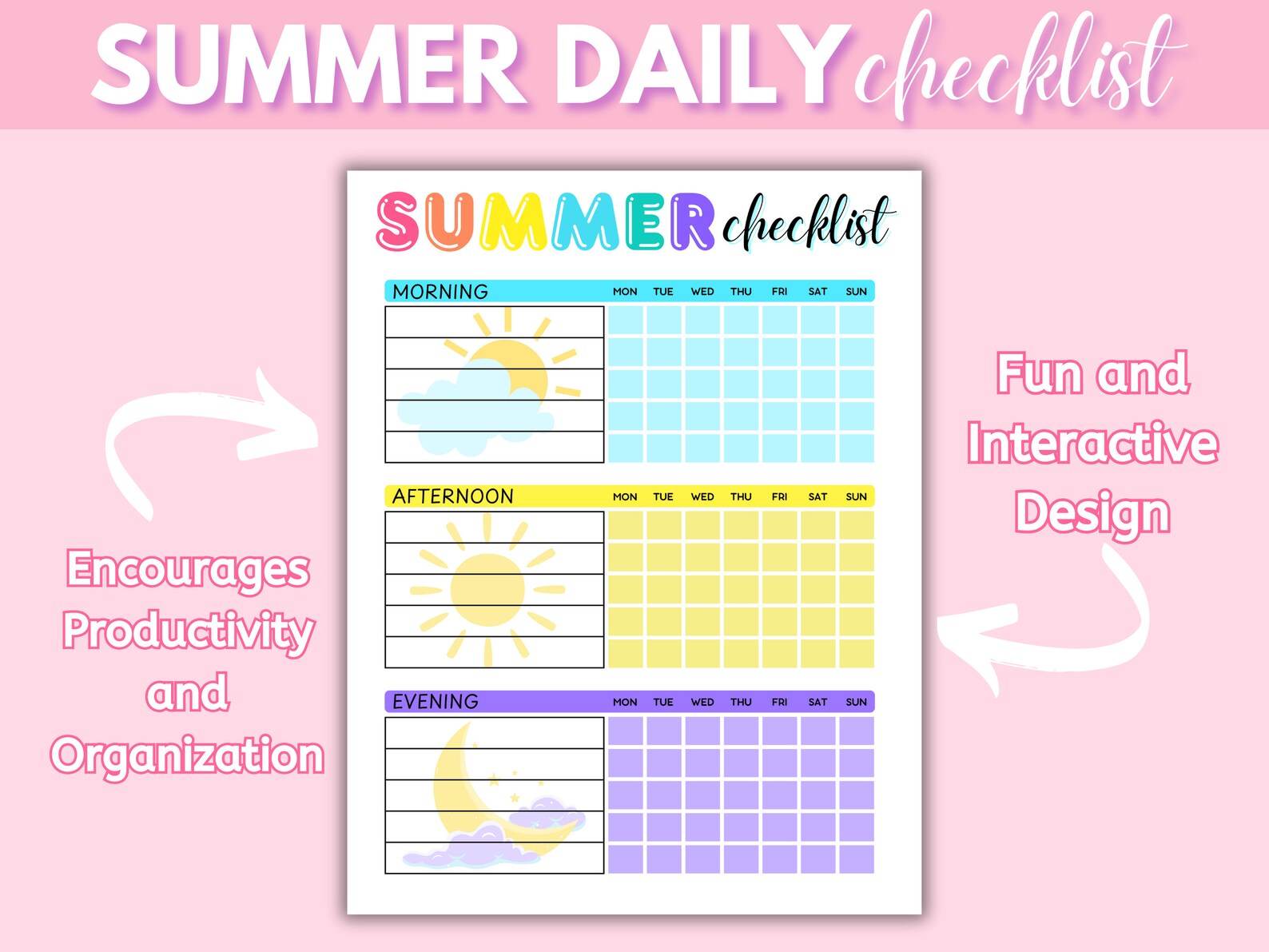 Editable Summer Checklist, Summer Checklist for Kids, Chore Chart for ...