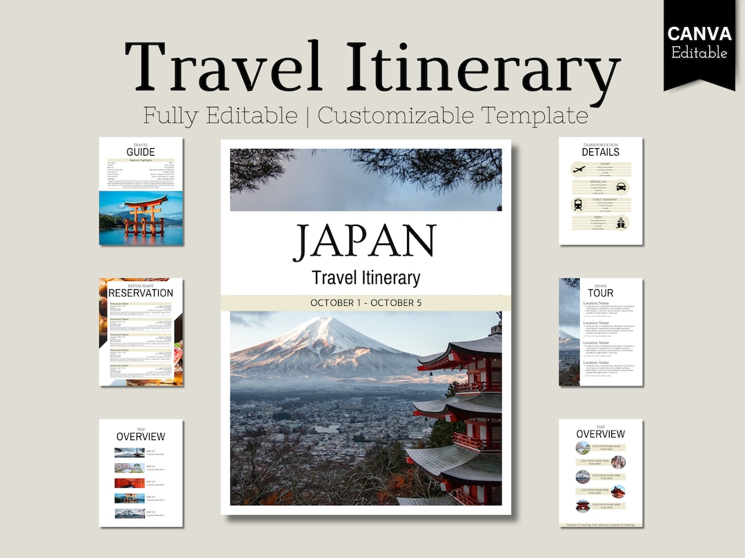Editable Japan Travel Itinerary Template: Vacation Planner (PDF) - Etsy