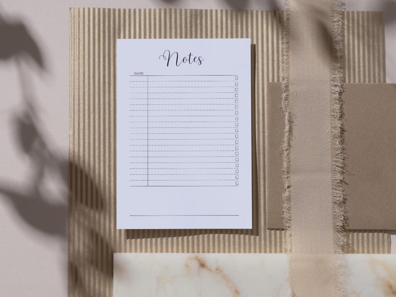 Printable Lined Note Pages: A4 Note Planner Template (digital Download ...
