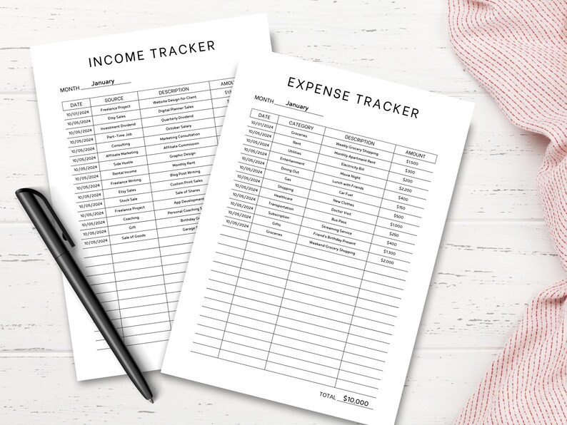 Income and Expense Tracker Template Editable & Printable, Income ...