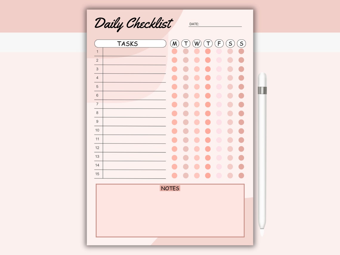 Editable Daily Checklist Template: Colorful Weekly Planner (digital ...