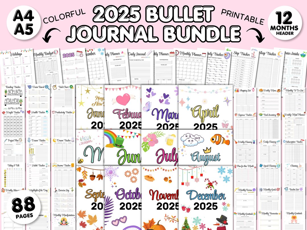 2025 Bullet Journal Bundle Premade Bullet Journal Bundle Bullet Journal ...