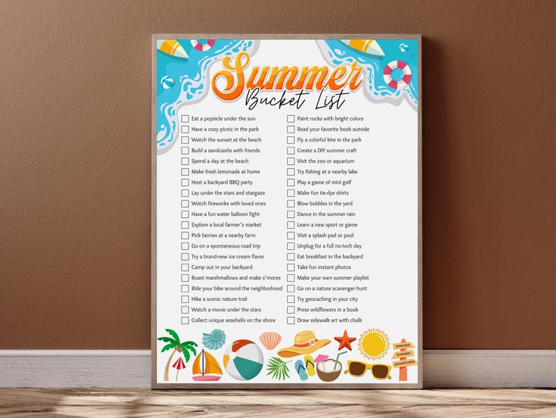 Summer Bucket List Printable: Fun Family Activities - Canva Template - Etsy