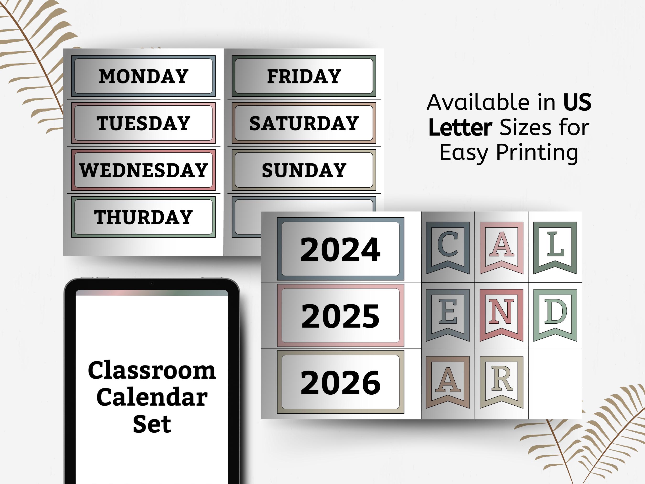 Editable Classroom Calendar Set and Weather Station, 12 Months Calendar ...