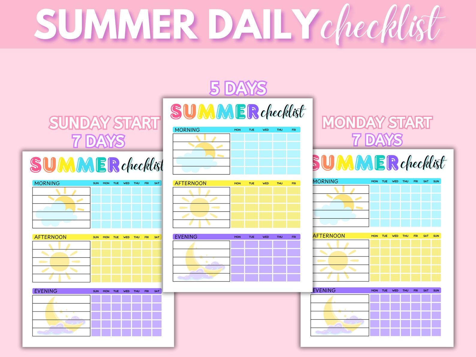 Editable Summer Checklist, Summer Checklist for Kids, Chore Chart for ...