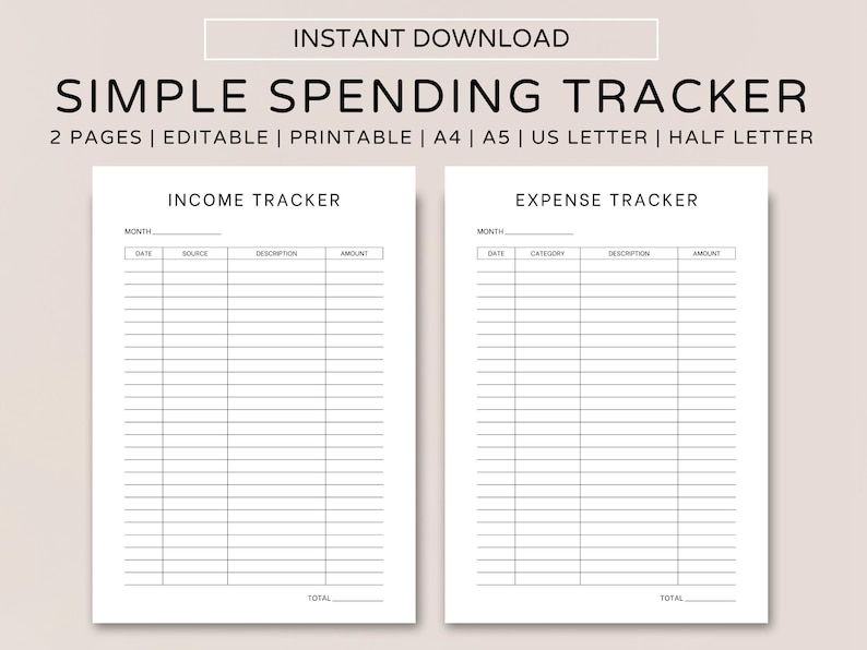 Income and Expense Tracker Template Editable & Printable, Income ...