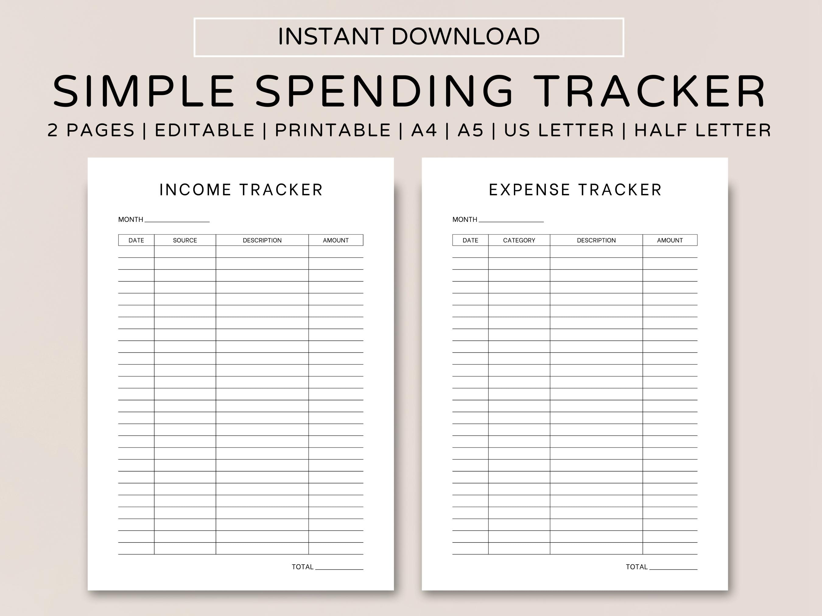 Income and Expense Tracker Template Editable & Printable, Income ...