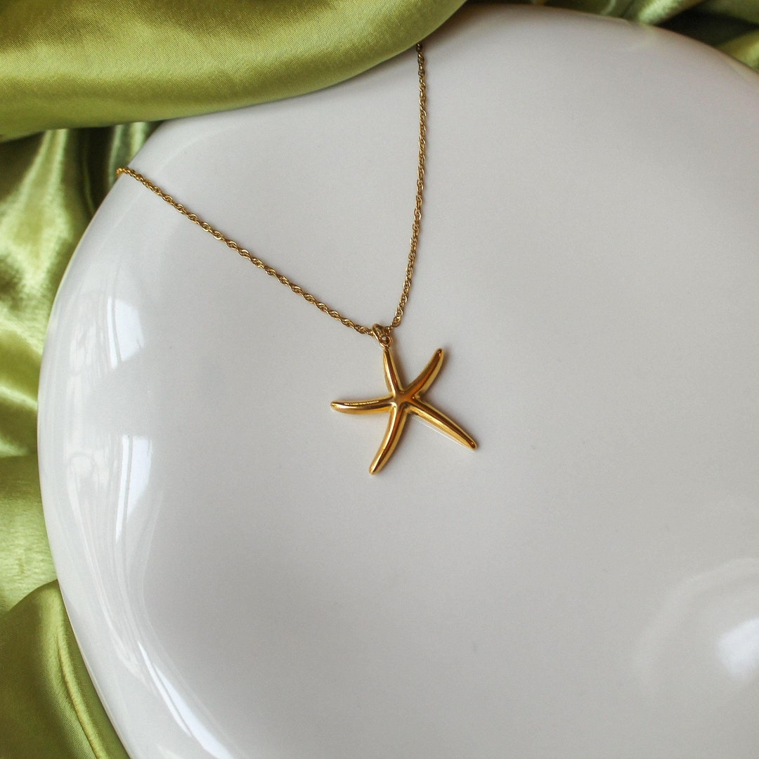 Starfish Necklace Gold Starfish Pendant for Women Trendy Gold Beach ...