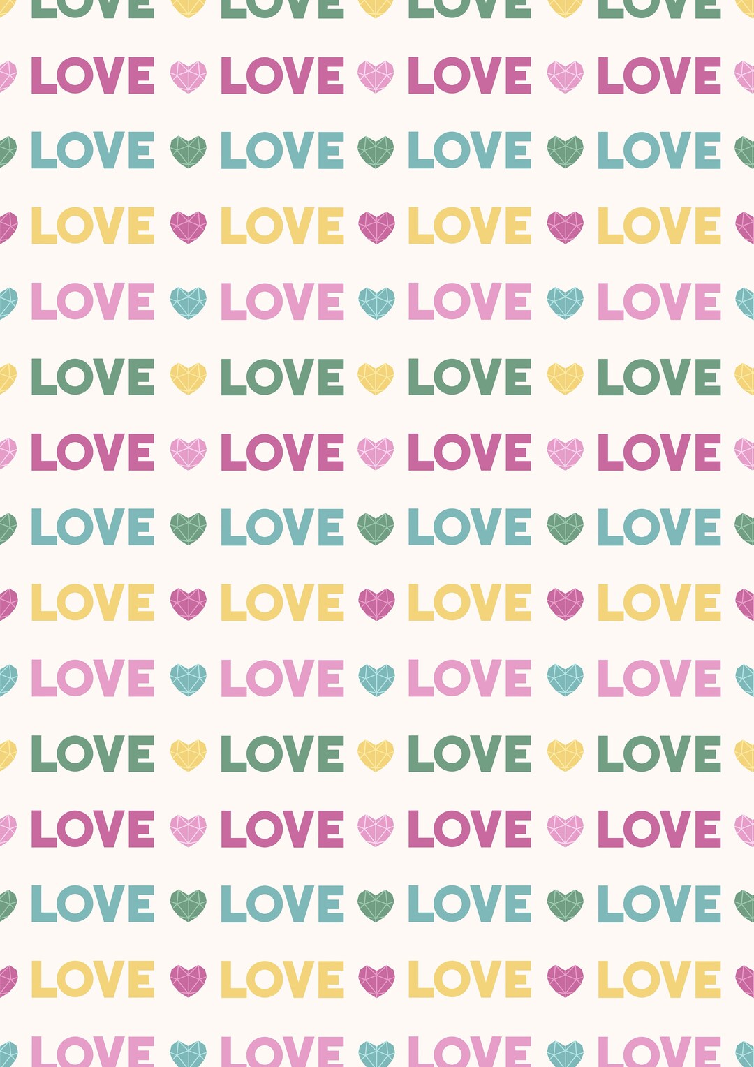 Valentines Day Wrapping Paper Lettering Love Heart Gift Wrap Patterned ...