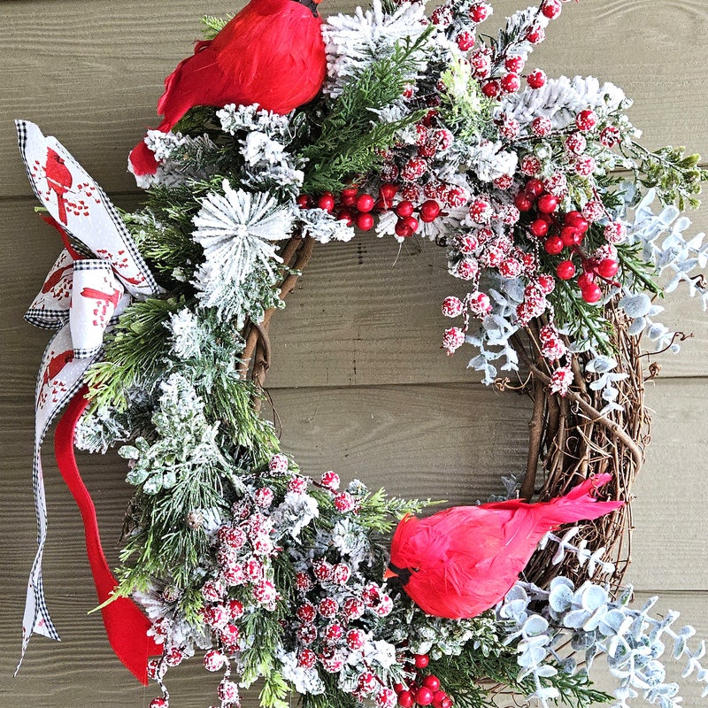 Cardinal Wreath - Etsy