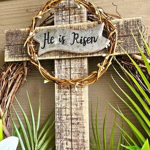 Easter Lily Cross Wreath, Easter Palm Front Door Wreath, He is Risen ...