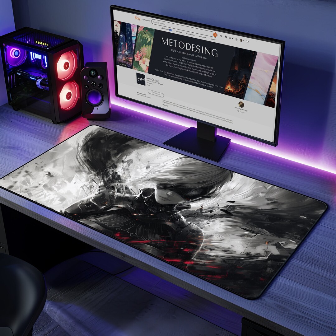 Nier Automata 2B Fan-made Non-slip Desk Mat - Anime Style Black and ...