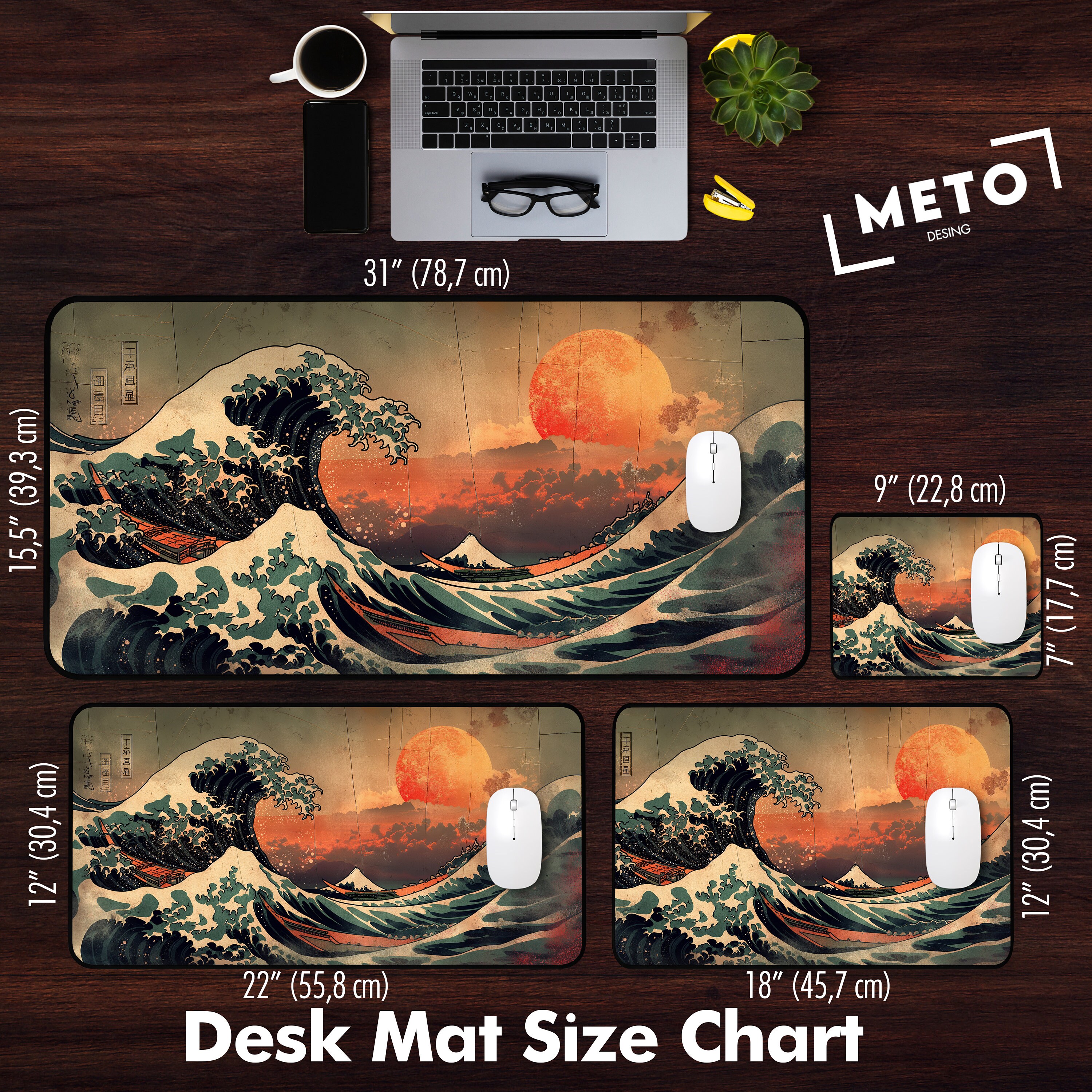 The Great Wave off Kanagawa Non-slip Desk Mat - Kanagawa Oki Nami Ura ...