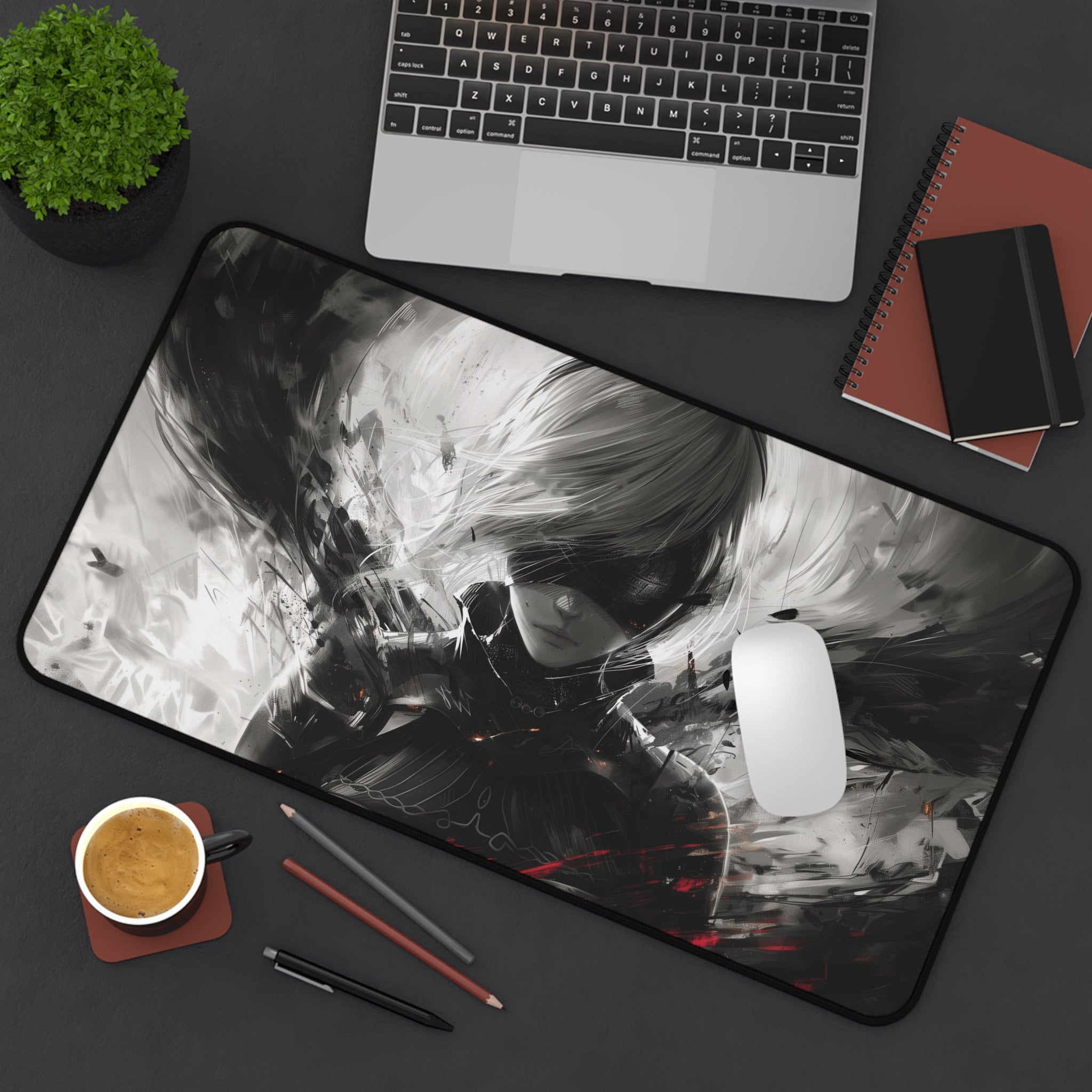 Nier Automata 2B Fan-made Non-slip Desk Mat - Anime Style Black and ...