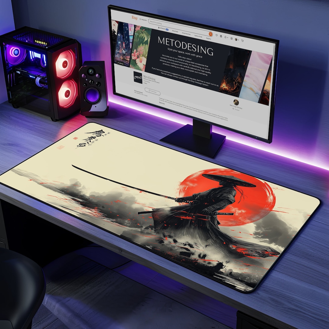 Samurai Non-slip Desk Mat - Japanese Traditional Art Ronin Aesthetic ...