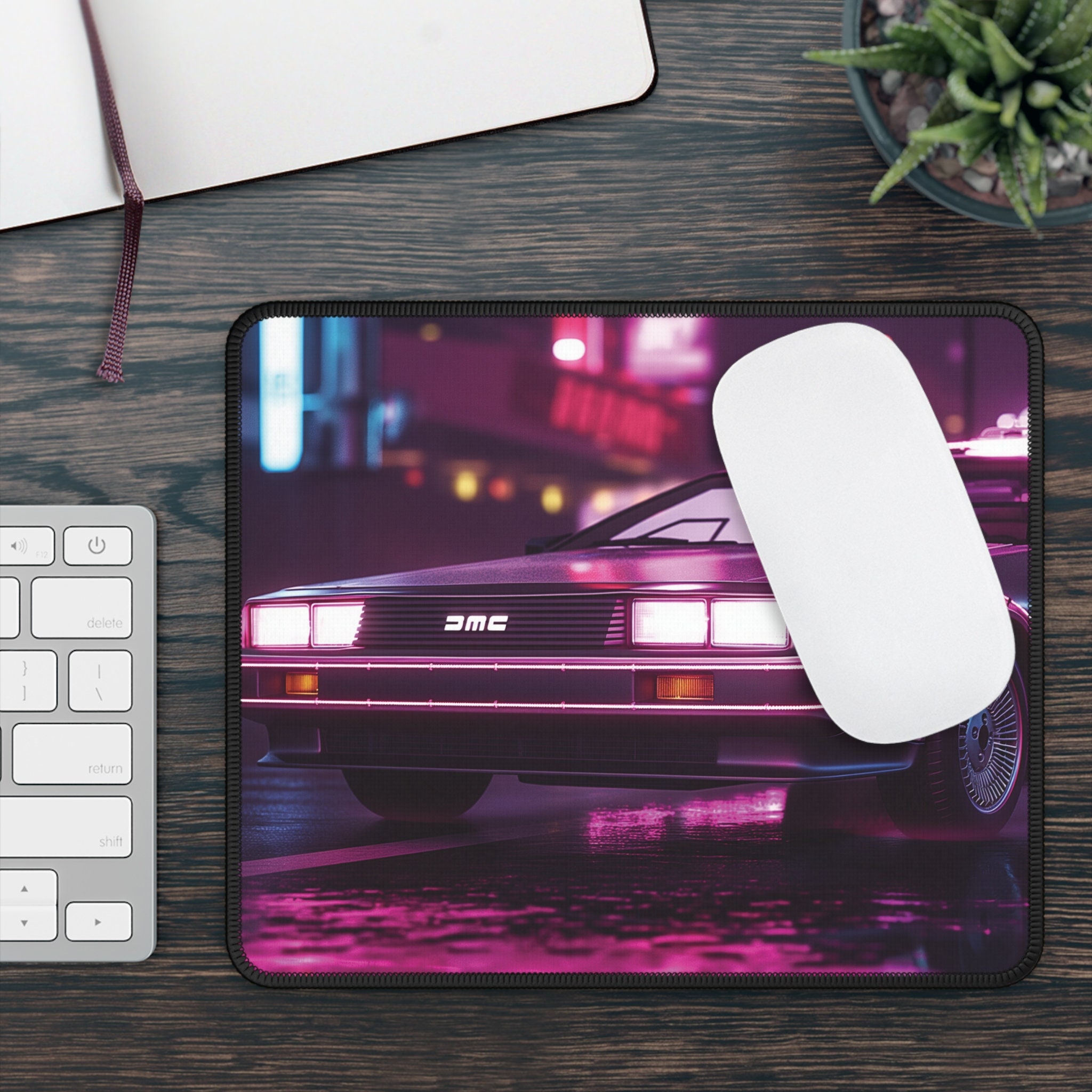Delorean DMC-12 Non-slip Desk Mat - Back to the Future Synthwave Neon ...