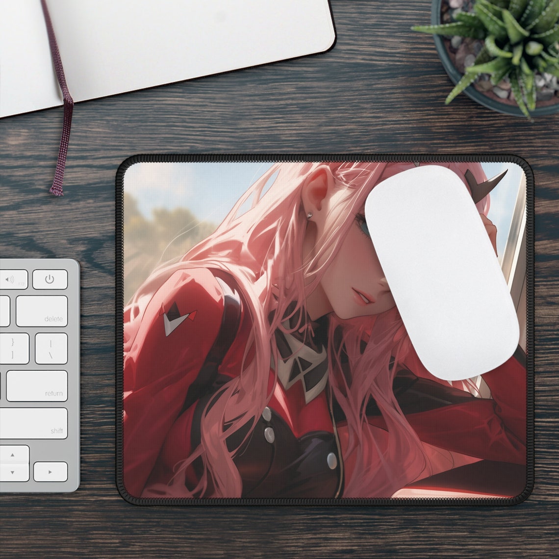 Zero Two Fan Art Anime Girl Non-slip Desk Mat Cute Kawaii Waifu Large ...
