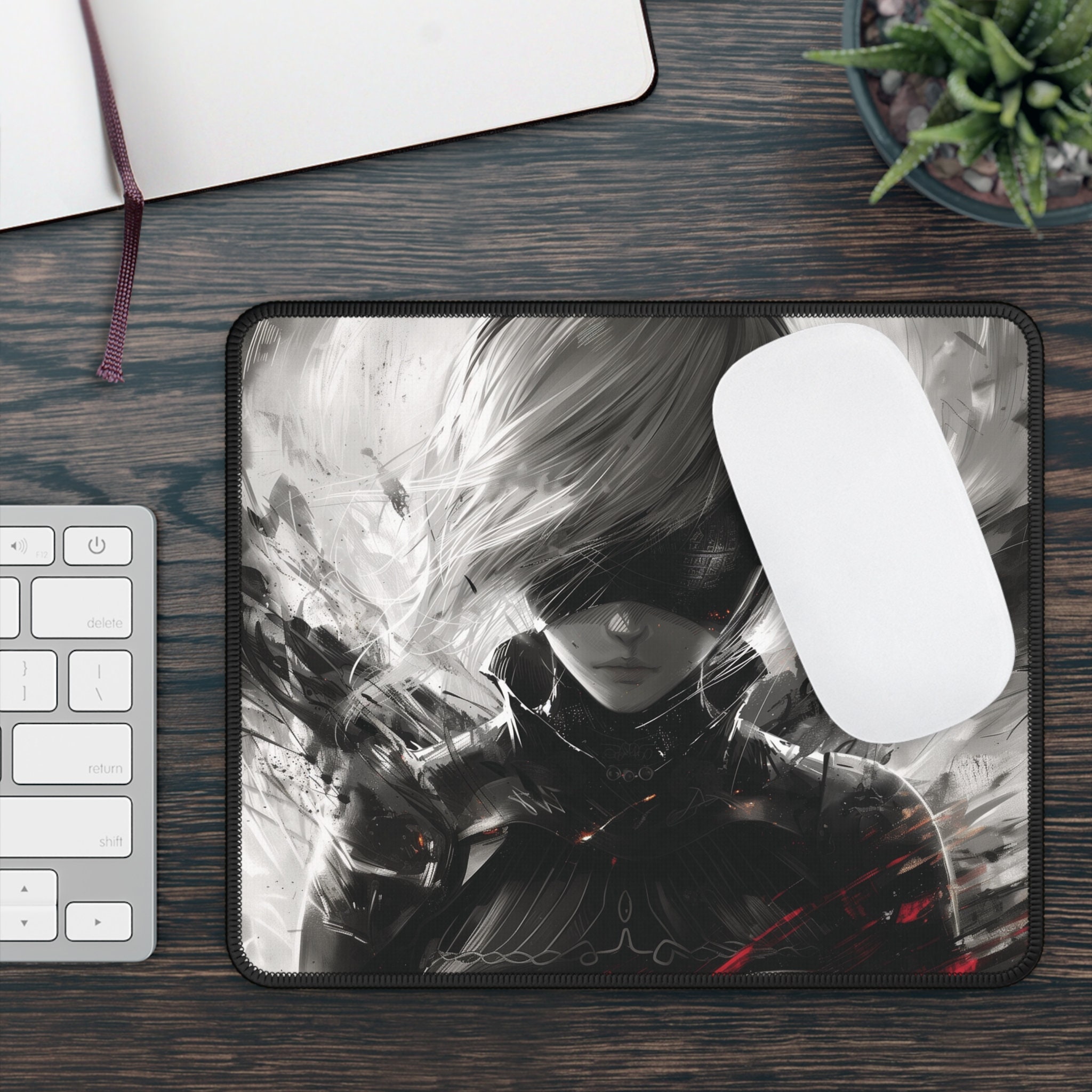 Nier Automata 2B Fan-made Non-slip Desk Mat - Anime Style Black and ...