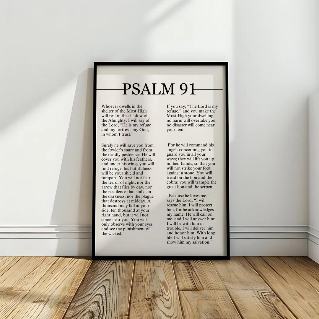 Psalm 91 Printable, Psalm 91 Wall Art, Bible Verse Printable, Christian ...