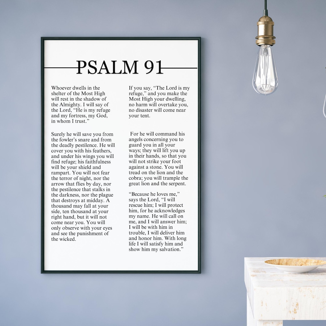 Psalm 91 Printable, Psalm 91 Wall Art, Bible Verse Printable, Christian ...