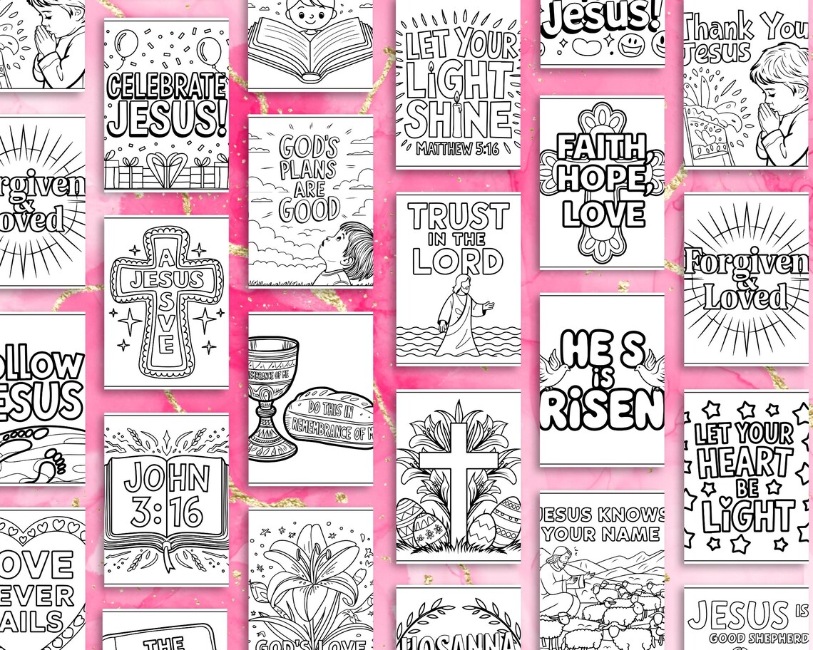 80 Easter Bible Verse Coloring Pages, Christian Kids Activity (PDF, PNG ...