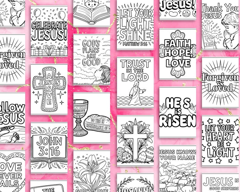 80 Easter Bible Verse Coloring Pages, Christian Kids Activity (PDF, PNG ...