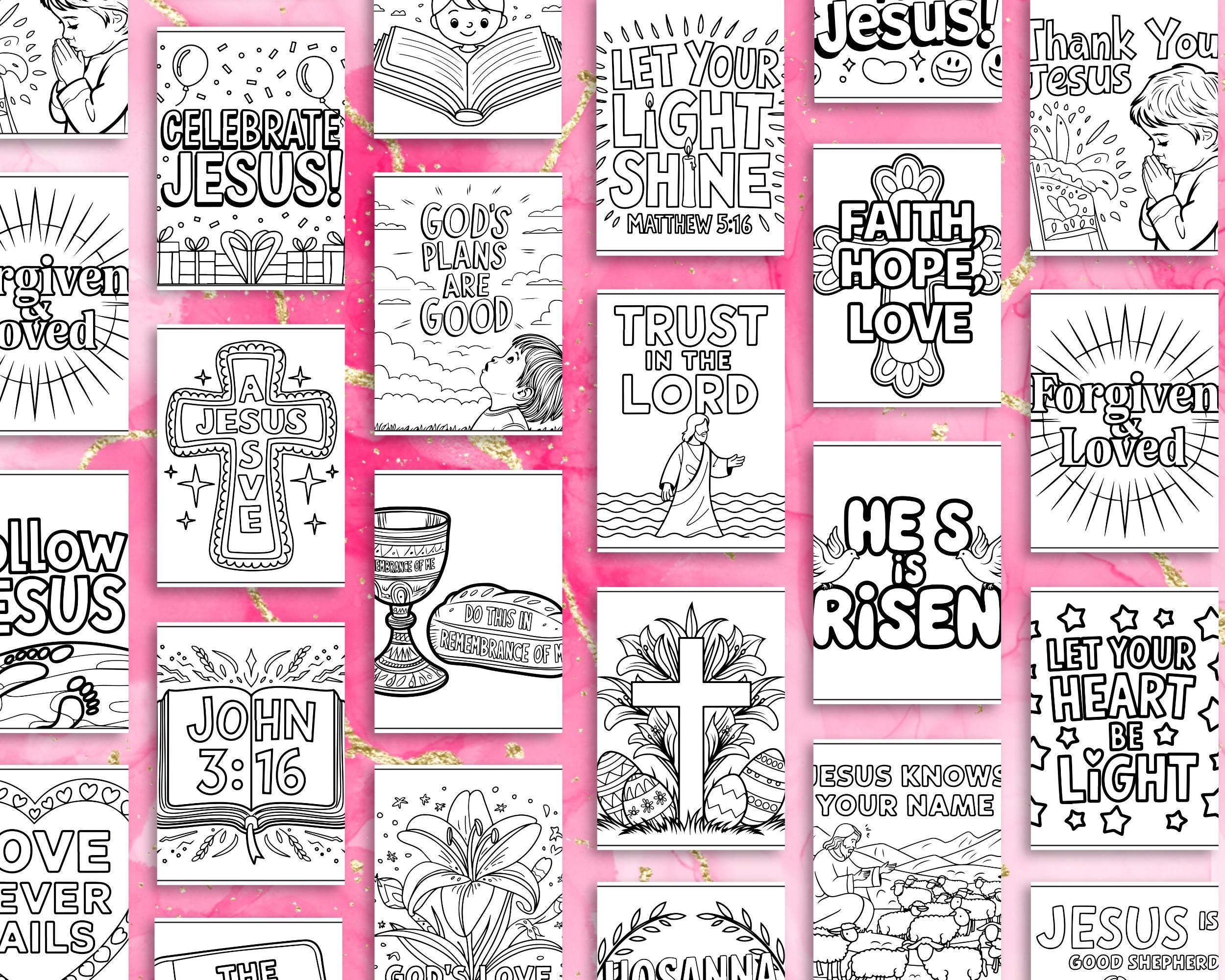 80 Easter Bible Verse Coloring Pages, Christian Kids Activity (PDF, PNG ...