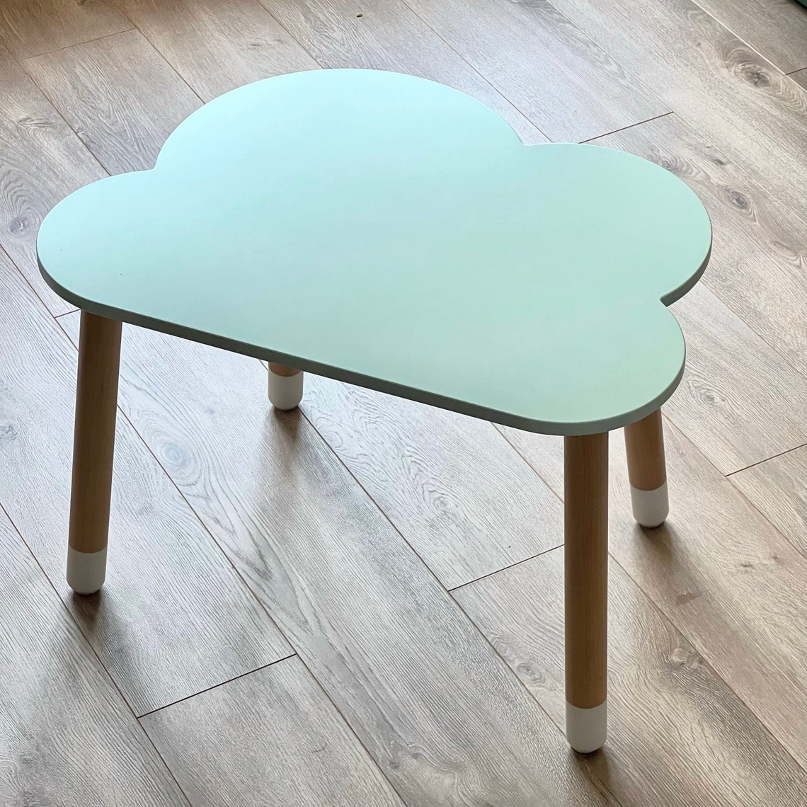 Montessori Teddy Bear Chair & Cloud Table Set Handmade Wood Chair and ...