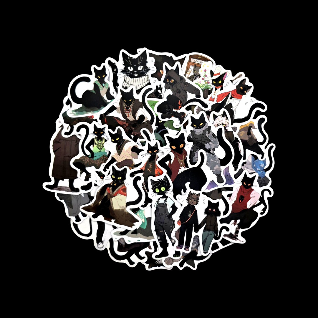 Ninja Cat Stickers - Suit Wearing Cat Stickers - Black Cat - Magical ...