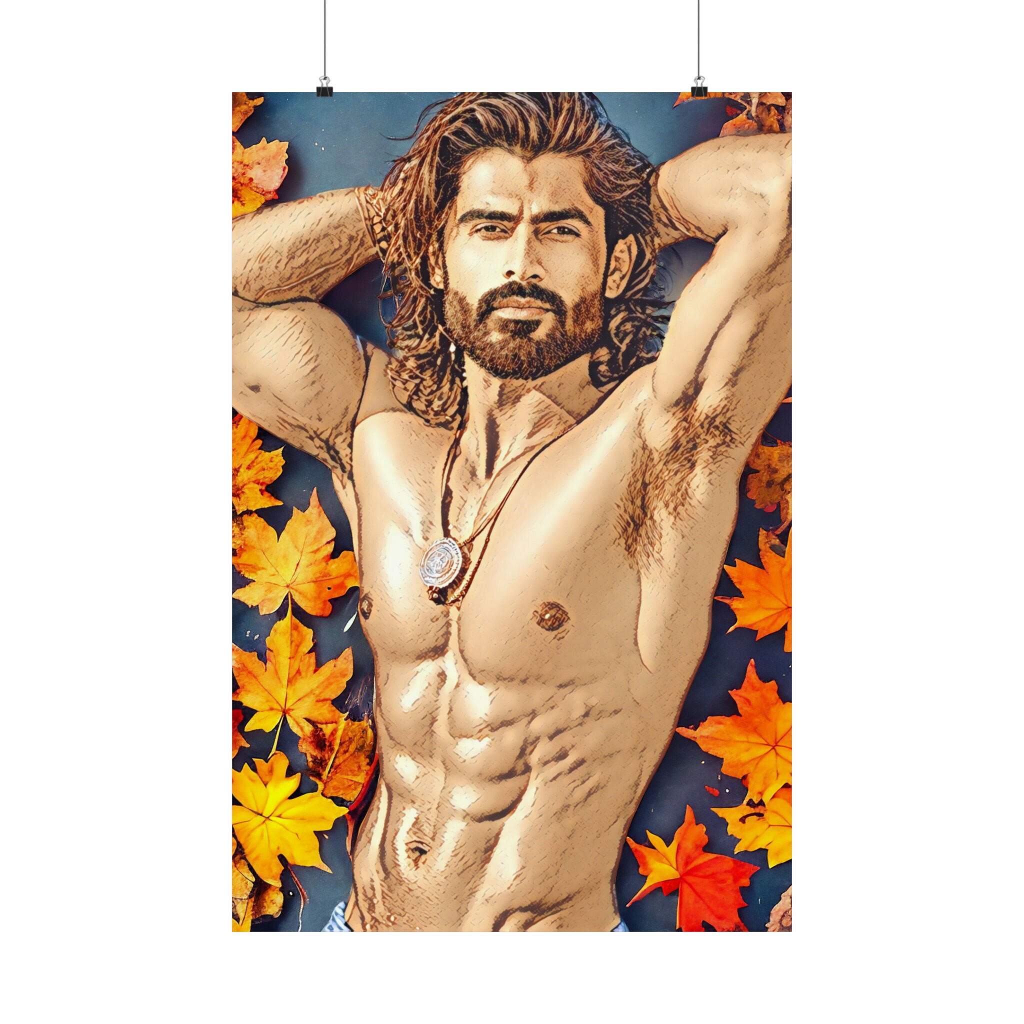 Autumn Temptation: Seductive Hunk Amidst Falling Leaves Poster - Etsy Canada