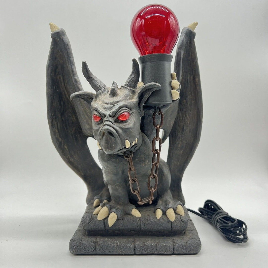 Gothic Winged Gargoyle Statue Lamp 12” Light Halloween Decor Prototype ...