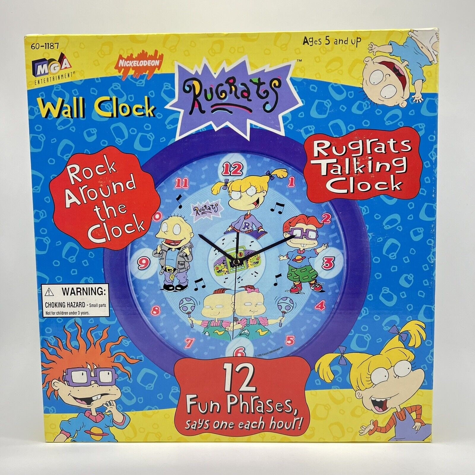 MGA Nickelodeon Rugrats Rock Around the Wall Clock Viacom 12 Phrases ...