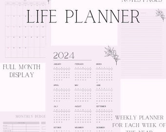 Life Planner 2024 - Full Year, Budget, Monthly Planner, Weekly Diary ...