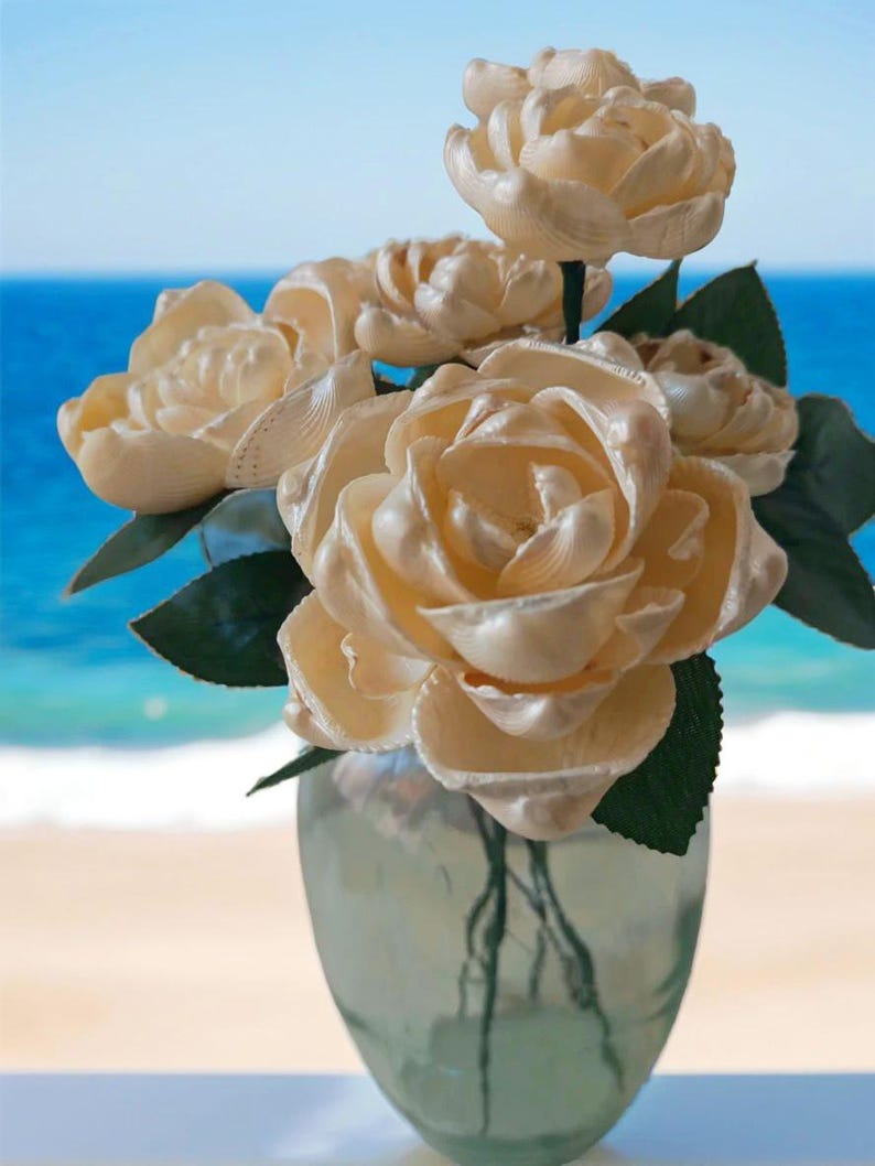 7 Unique Shell Roses - Beach Inspired Coastal Floral Arrangement ...