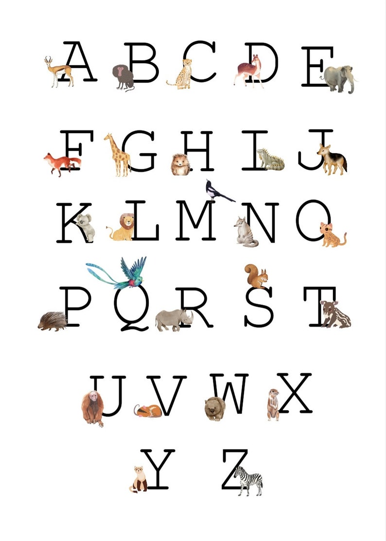 Jungle Animals Alphabet Printable Poster - Etsy